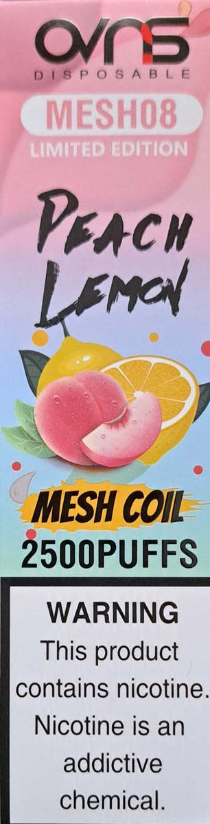 Peach Lemon 1x8ml 2500 puffs OVNS – vapebug.ca